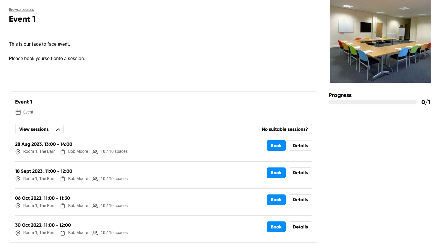 Booking/Cancelling a session as a learner – Form LMS Guide