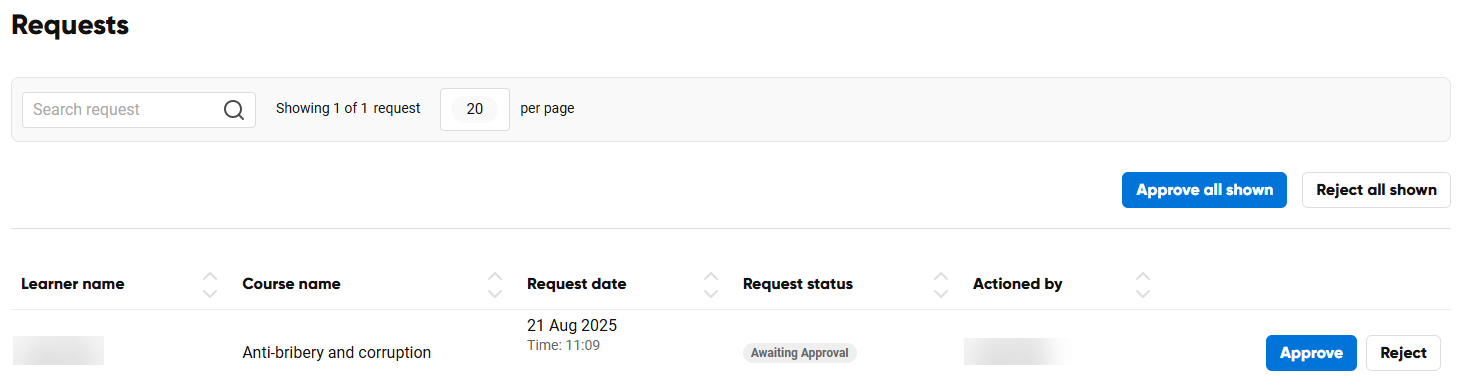 Managing enrolment requests – Form LMS Guide